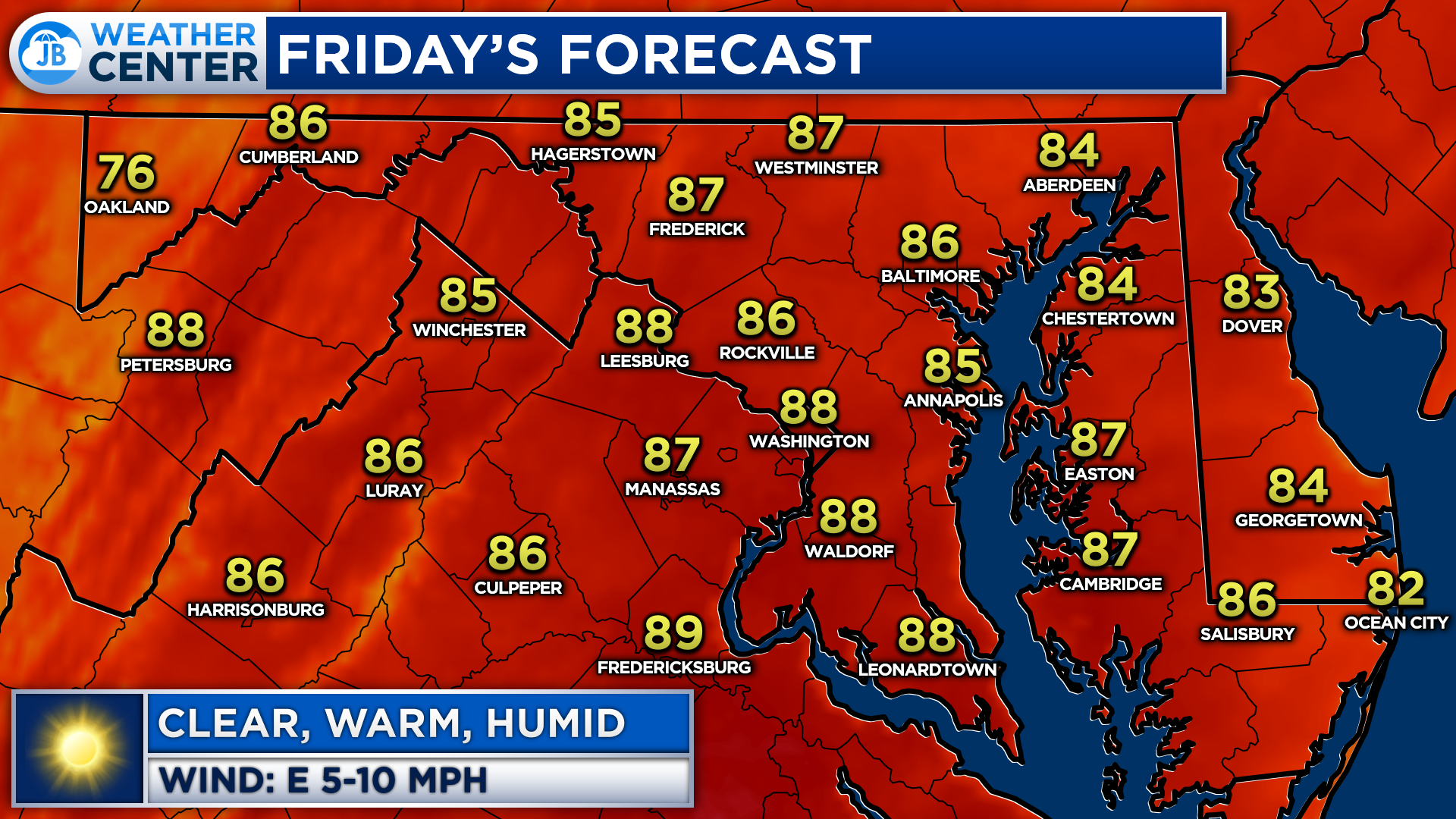 Friday's Forecast: Warm with Increasing Humidity - JB Weather