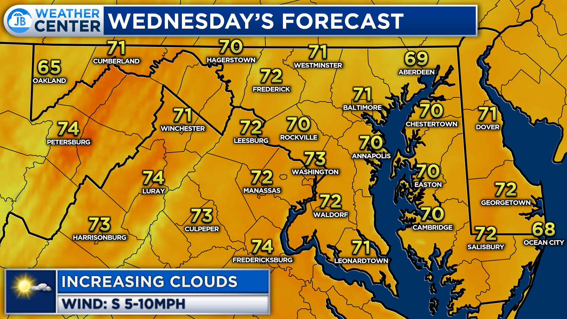 Wednesday's Forecast: Increasing Cloudiness - JB Weather