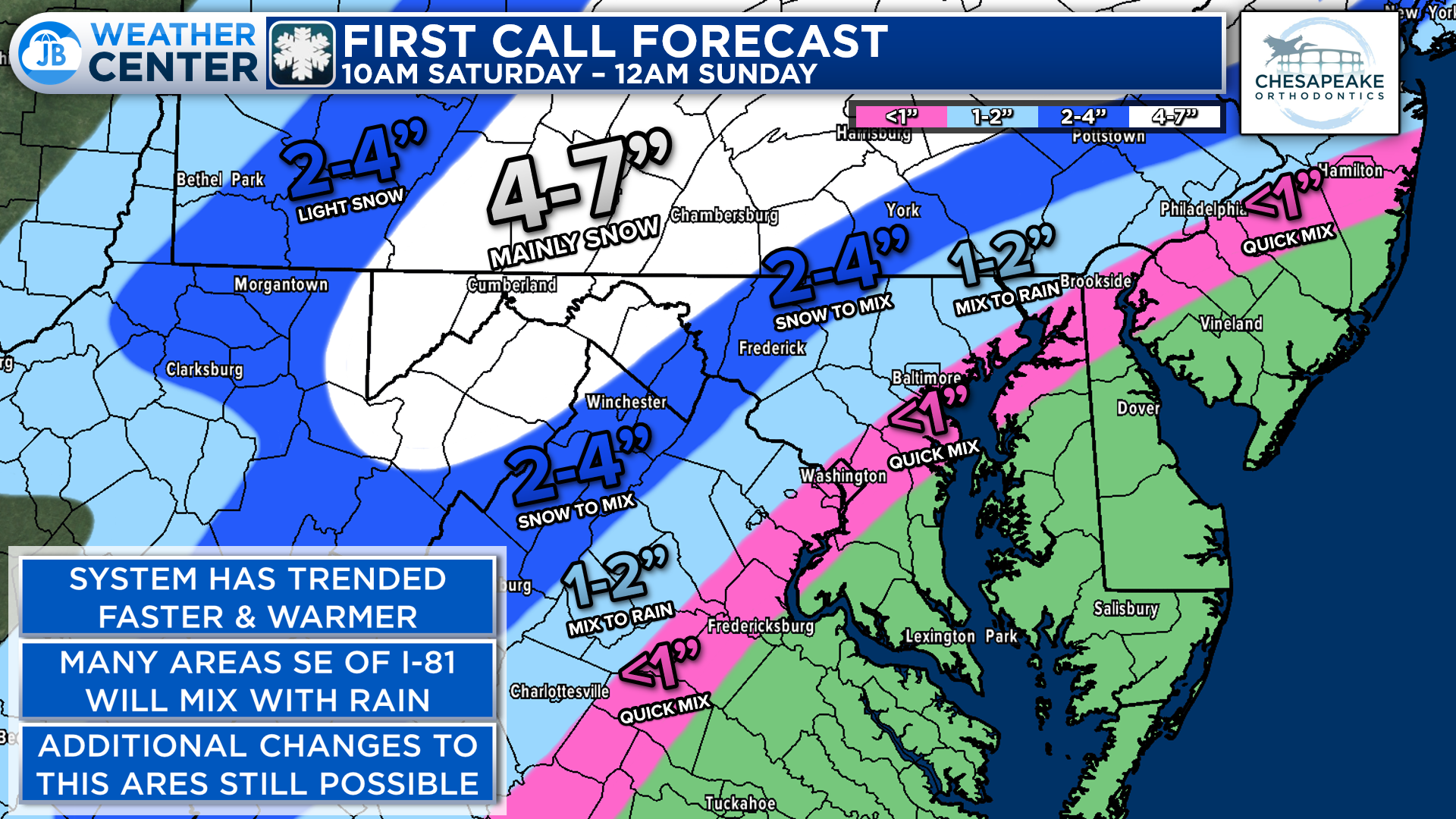 Mix of Cold Rain & Snow Set to Impact the Mid-Atlantic - JB Weather