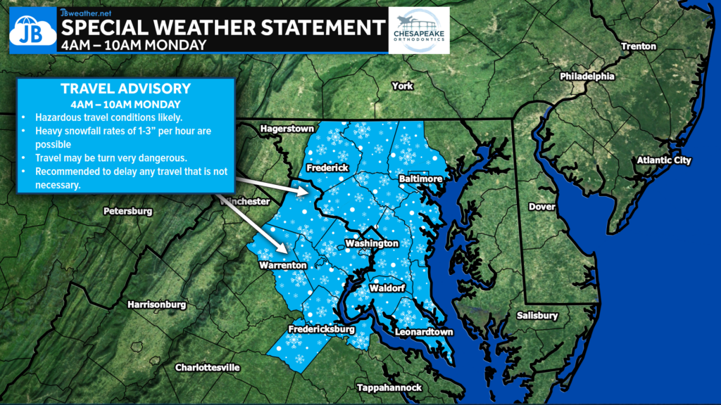 Hazardous Travel Expected Monday Morning - JB Weather
