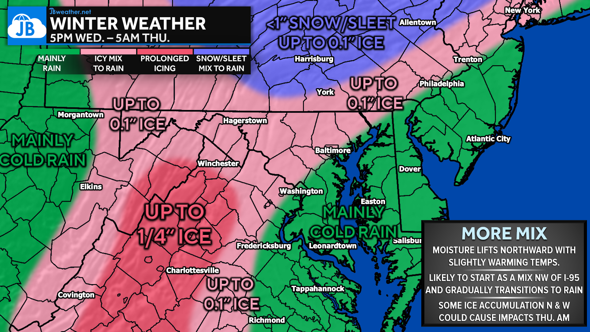 Forecast: Another Wintry Mix Possible NW of I-95 - JB Weather