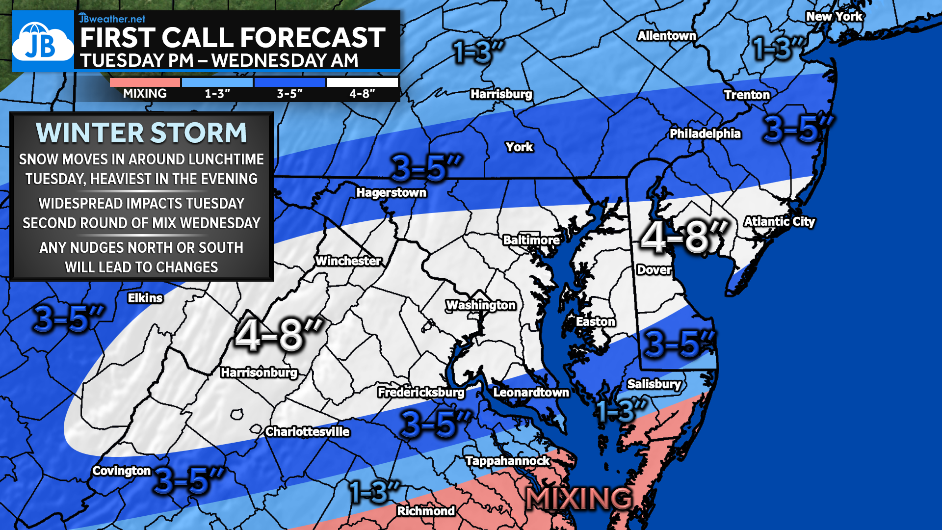 First Call: Winter Storm To Bring Impactful Snow Tuesday - JB Weather