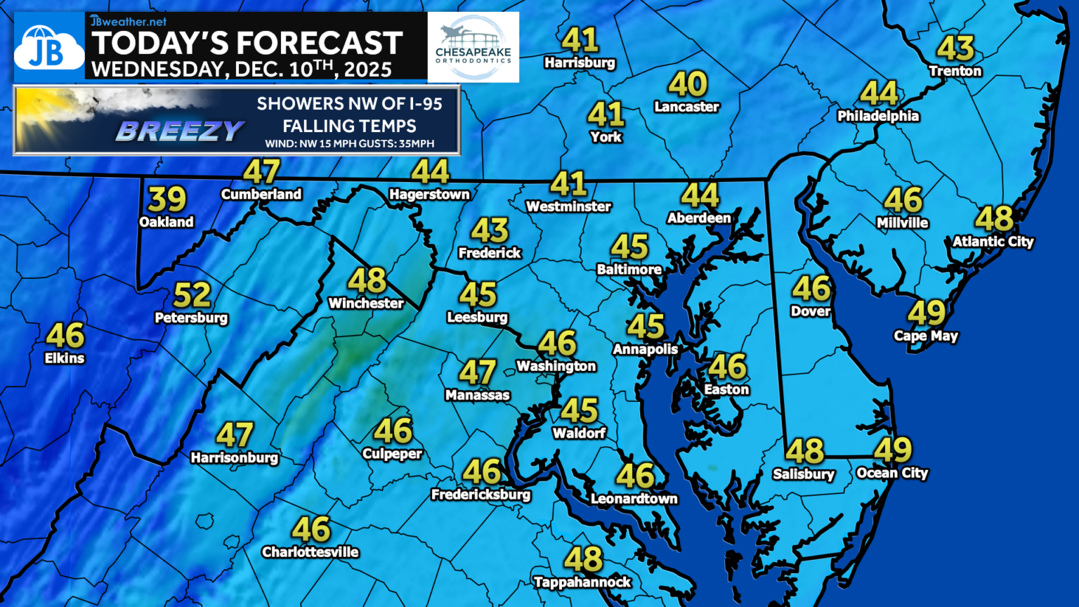 Wednesday's Forecast: Blustery Day Ahead as Cold Front Approaches - JB ...
